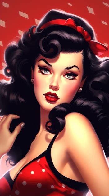Premium Ai Image Style Retro Pin Up Girl Illustration