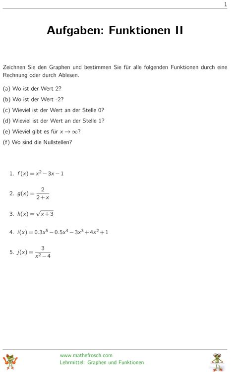 Funktionen Aufgaben 2 Mathematik Lernen