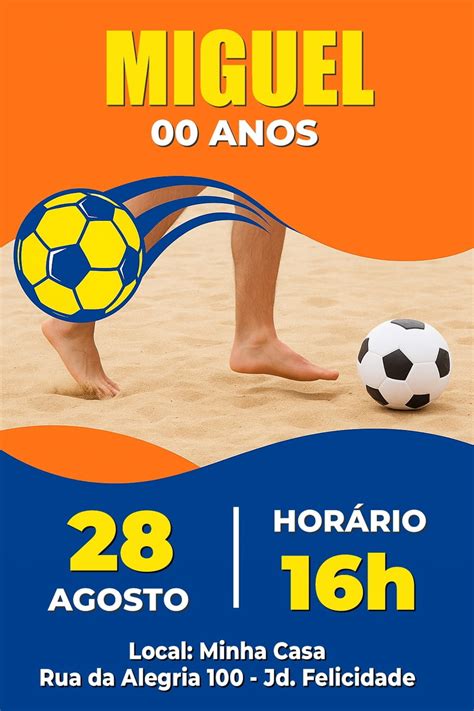 Convite Aniversário Festa Futebol De Areia Beach Soccer