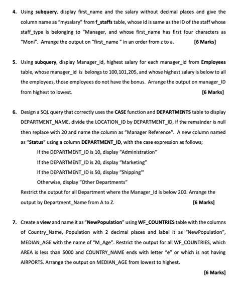 Solved 4 Using Subquery Display Firstname And The Salary