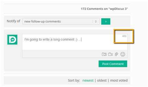 Comment Text Character Limitation With Count Down Control Wpdiscuz