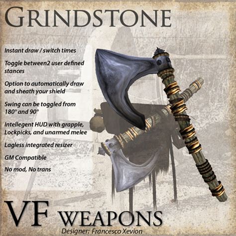 Second Life Marketplace Vf Weapons Grindstone Axe