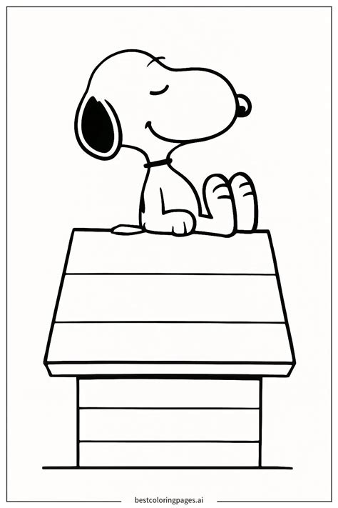 Snoopy Sentado En Su Casita Dibujos Para Colorear Gratis Imprimible