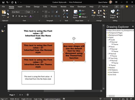 Using An Updateable Default Font In Visio Bvisual