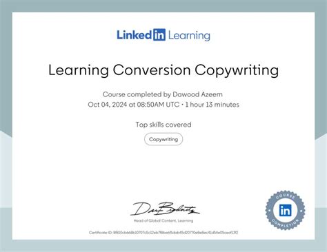 Dawood Azeem On Linkedin Certificate Of Completion