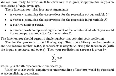 Looking To Make An R Function Called Nwe That Gives