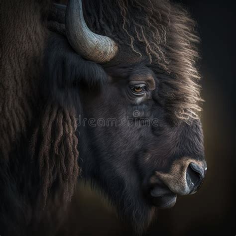 Portrait of a Wisent or European Bison (Bison Bonasus). Generative AI ...