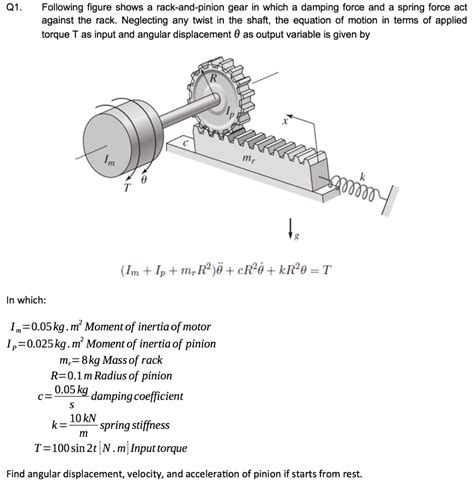 Solved Following Figure Shows A Rack And Pinion Gear In Which A