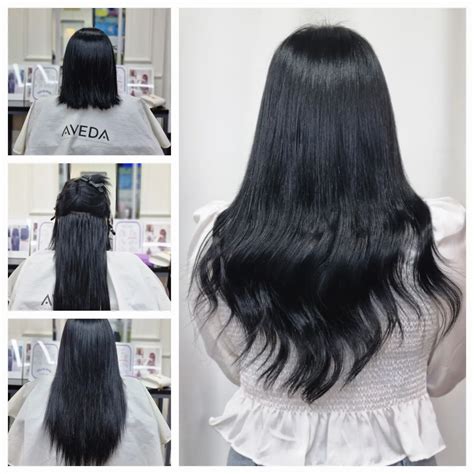 붙임머리보샵 단발머리 붙임머리리터치 퍼스널컬러 진단 후 블랙으로 스타일변신 고객님 갈색머리에서