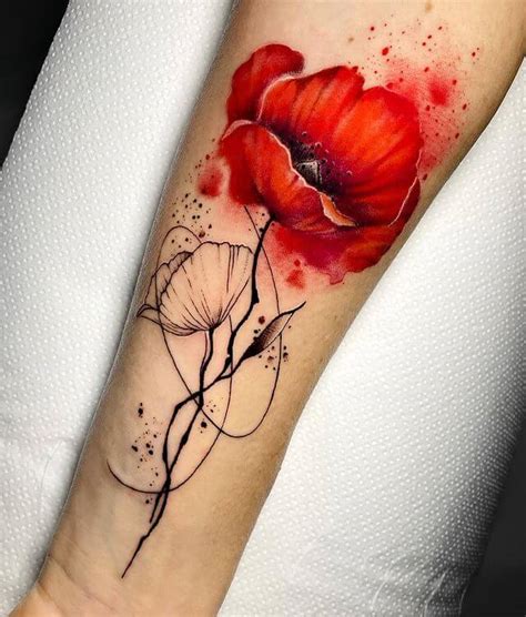 Watercolor Poppy Tattoos