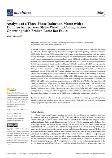 Pdf Analysis Of A Three Phase Induction Motor With A Double Triple