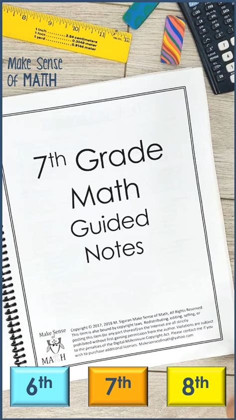 7th Grade Math Guided Notes Integers Expressions Equations And More