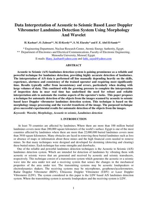 Pdf Data Interpretation Of Acoustic To Seismic Based Ldv Landmine