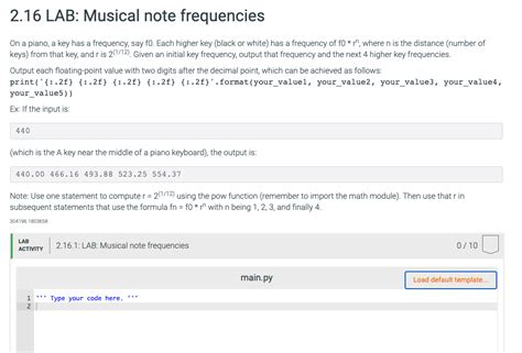 Solved LAB Musical Note Frequencies On A Piano A Key Chegg
