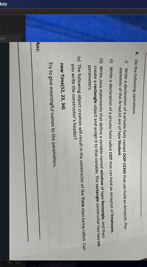 Solved Do The Following Operations I Write A Declaration Chegg