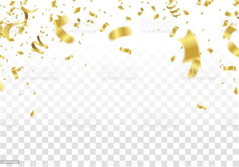 축제 디자인입니다 다채로운 밝은 색종이 투명 한 배경에 고립의 골드 테두리입니다 생일 기념일 축 하 파티 장식 프레임 벡터 일러스트 레이 션 리본에 대한 스톡 벡터 아트 및