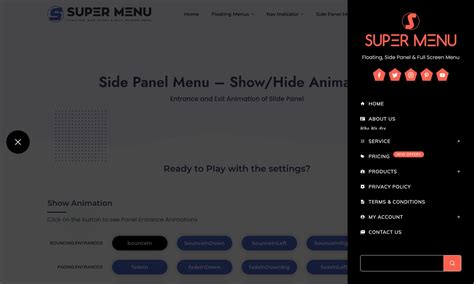 Super Floating And Fly Menu Sticky Side One Page Navigator Off Canvas Menu Plugin For