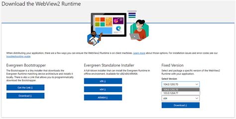 webview2 runtime fixed version archive from version 88 to latest by