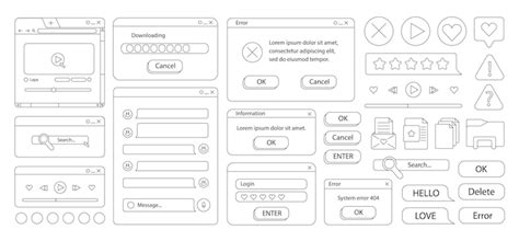 윤곽선 Ui 디자인 벡터 Freepik에서 무료 고품질 벡터를 다운로드하세요 Freepik