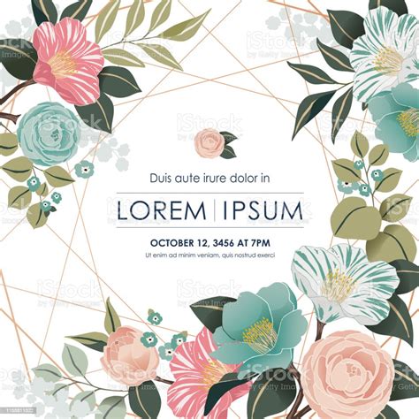 결혼식 기념일 생일 및 파티를 위한 봄에 아름 다운 꽃 프레임의 벡터 일러스트 레이 션 배너 포스터 카드 초대장 및 스크랩북에