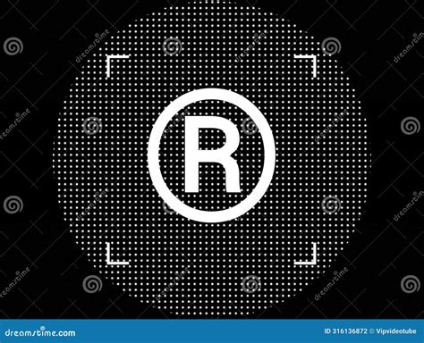 Letter R In The Center Of A Circle In A Grid On A Black Background
