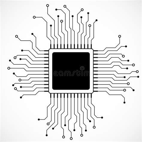 Cpu Microprocessor Microchip Stock Vector Illustration Of Processor