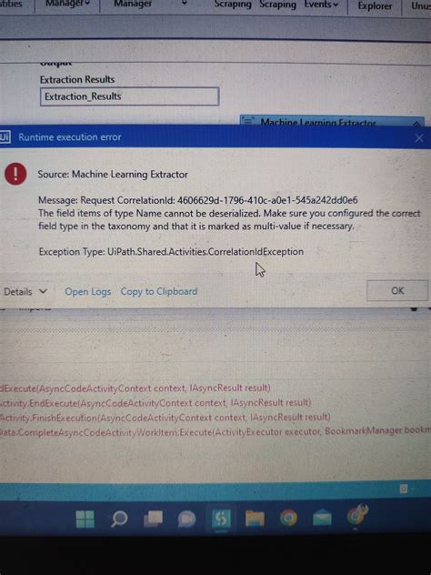 Error In The Machine Learning Extractor Activities UiPath Community Forum