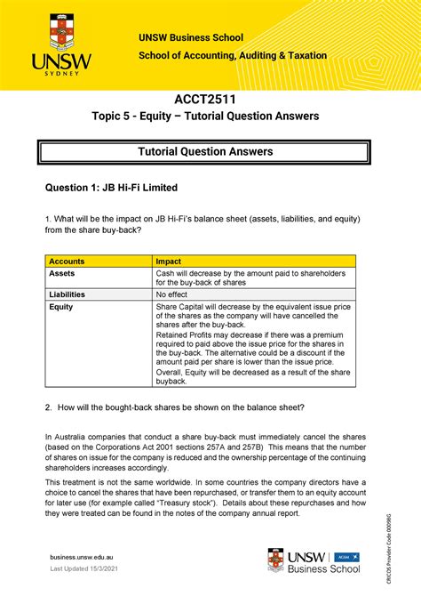 Topic 5 Tutorial Question Answers 2022 T2 Moodle Update July 15 CRICOS Provider Code 00098G