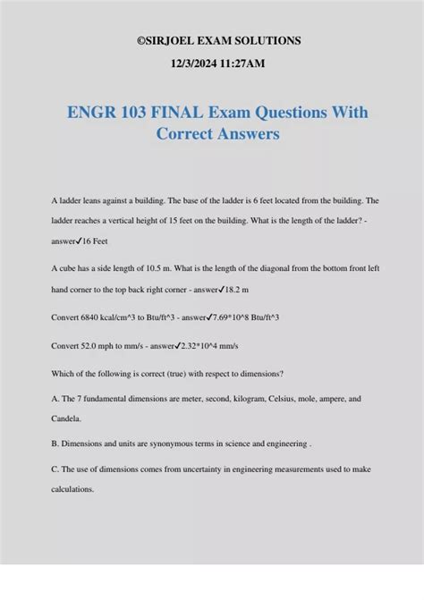 Engr 103 Final Exam Questions With Correct Answers Engr 103 Stuvia Us