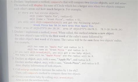 Solved A Class Named Circle Has Two Instance Variables Name Chegg