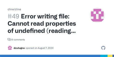 Error Writing File Cannot Read Properties Of Undefined Reading Endswith · Issue 49 · Cline