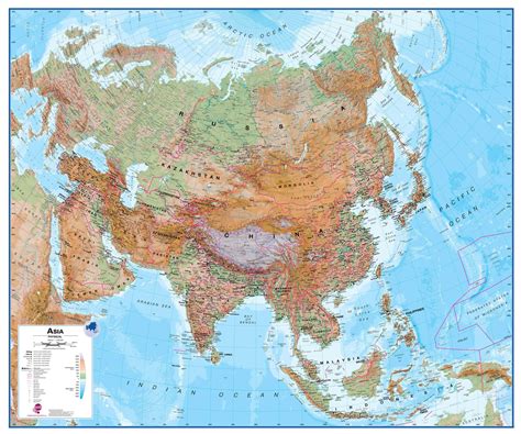 Physical Asia Wall Map