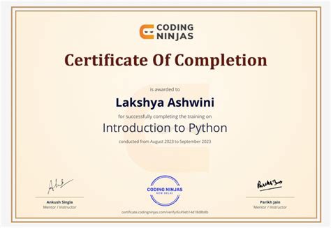 Codingninjas Pythonprogramming Certificateofcompletion