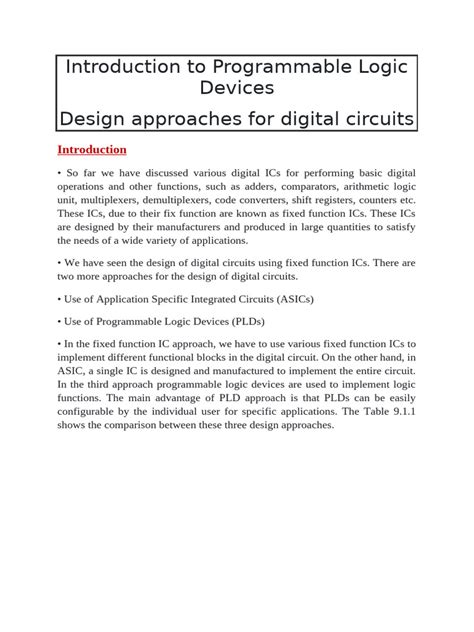 Introduction To Programmable Logic Devices Pdf Field Programmable