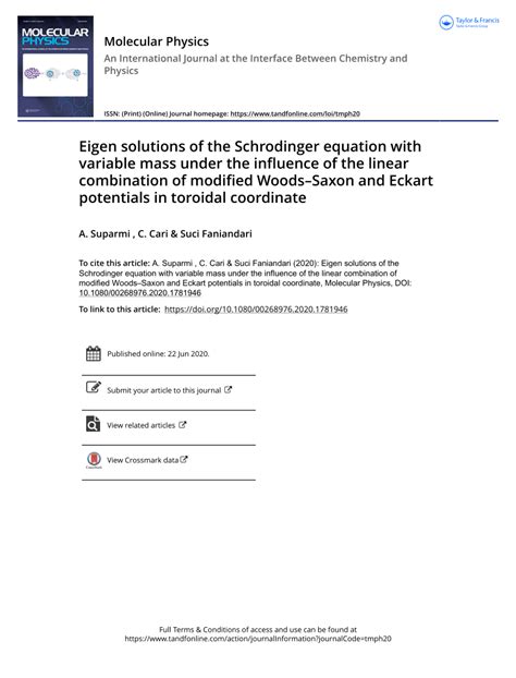 Pdf Eigen Solutions Of The Schrodinger Equation With Variable Mass Under The Influence Of The
