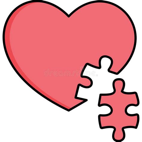Heart Puzzle Outline With Colours Fill Vector Icon That Can Easily Edit