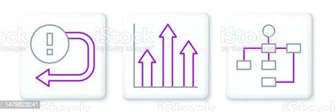Set Line Hierarchy Organogram Chart Arrow And Pie Infographic Icon Vector Stock Illustration