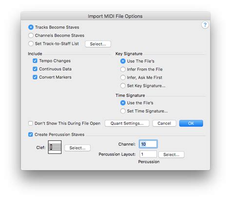 Import Midi File Options Dialog Box