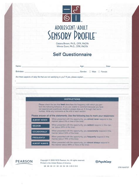 Adolescent Adult Sensory Profile Pdf