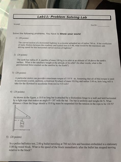 Solved Lab11 Problem Solving Lab Name Date Solve The