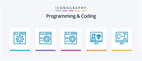 Programming And Coding Blue 5 Icon Pack Including Develop Coding