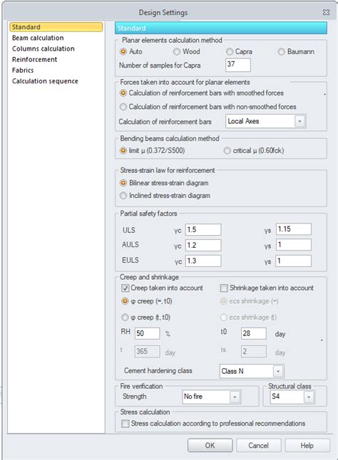 Reinforced Concrete Design Ec2 Calculation Settings