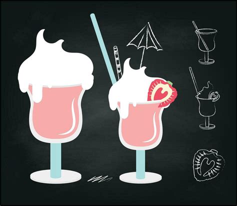 Chalk Sketch Of Cocktails On Black Background 36171610 Vector Art At