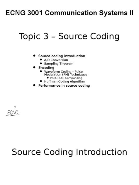 Topic 3 Source Coding Pdf Sampling Signal Processing Analog