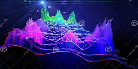 Abstract Background Wireframe Noise Grid With Color Blurred Lines On Blue Presentation Concept