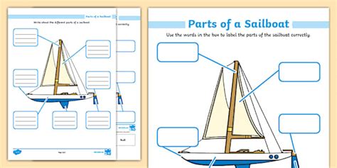Parts Of A Sailboat Labelling Activity Twinkl Ks1
