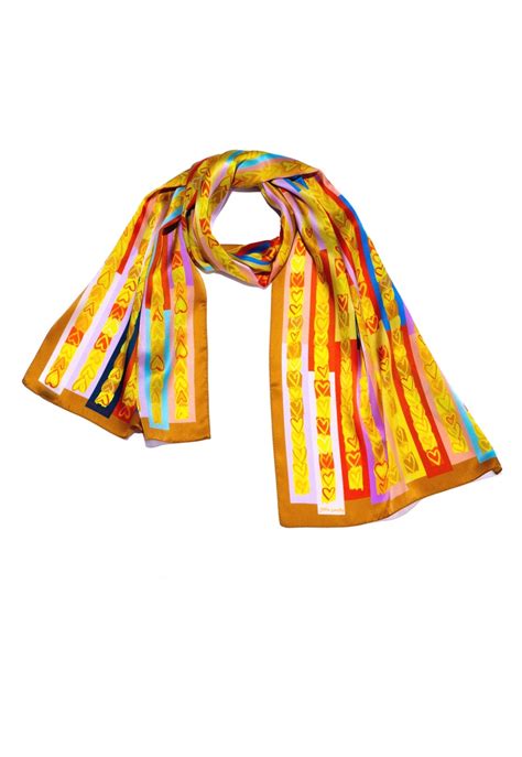 Printed Silk Scarf Womens Long Light And Airy Scarf Made In Italy