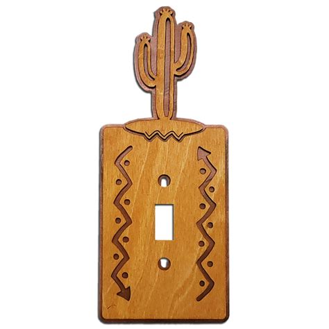 Saguaro Cactus Single Toggle Switch Plate Rustic Metal And Wood Cover