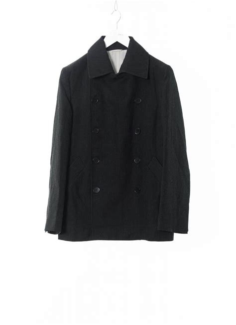 Hide M KANG Men Layer Vent Peacoat Black Wool Cotton