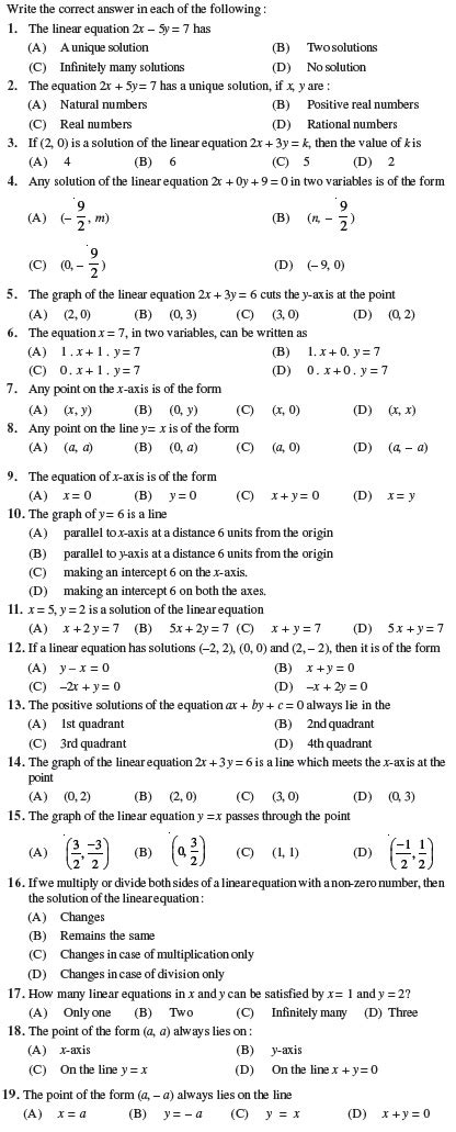 Ncert Exemplar Class 9 Maths Unit 4 Linear Equations In Two Variables